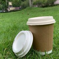 China 100% Biodegradable Eco 90mm Brown Natural Sugarcane Pulp Cup Lids for sale
