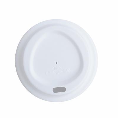 China Sugarcane Pulp Molded Sip Lid , Triangle Design , Bleached 80mm for sale