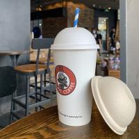 China Disposable 80mm Dome Take Away Sugarcane Pulp 100% Biodegradable Paper Cup Lids 90mm Natur For Tea C for sale