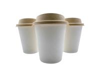 China Disposable Sugarcane Cup Lids, White Or Natural, For 8oz 12oz Soft Drink Coffee for sale
