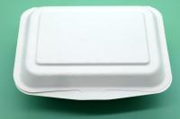 China Disposable Paper Bagasse Food Box , 7*5 Inch Square Plate , For Take Away Fast Food for sale