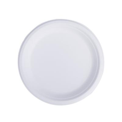 China 9 Inches White 100% Compostable Biodegradable Food Plate, For Food And Vegetables for sale