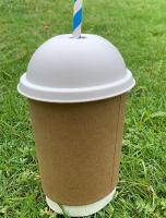China Disposable  90mm Sugarcane Dome Lids For 16 Oz Cups for sale