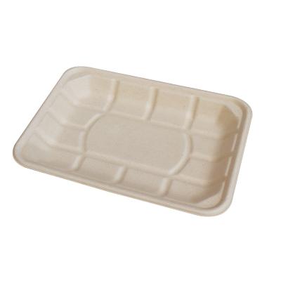 China Disposable Paper Bagasse Food Dish , 8*6 Inch Square Plate For Take Away Fast Food for sale