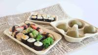 China Disposable Paper Bagasse Food Dish , 8*6 Inch Square Plate For Take Away Fast Food for sale