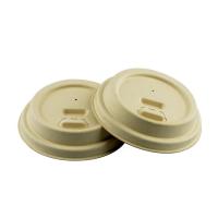 China 80mm 90mm Eco Cup Lids 100% Natural Plant Fiber Sugarcane Bagasse Lids for sale