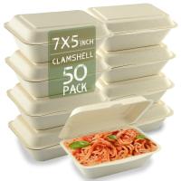 China 7*5 Inch Compostable Food To Go Containers Disposable Take Away Food Lunch Box for sale