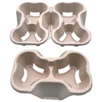 China 2 / 4 Disposable Biodegradable Paper Cup Carrier Tray , Cup Holders Natural Color for sale