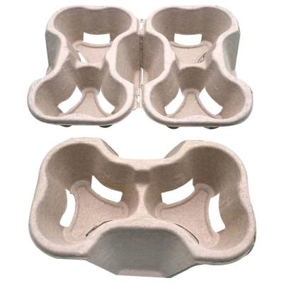 China 2 / 4 Disposable Biodegradable Paper Cup Carrier Tray , Cup Holders Natural Color for sale