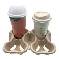China 2 / 4 Disposable Biodegradable Paper Cup Carrier Tray , Cup Holders Natural Color for sale