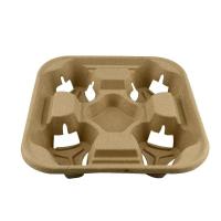 China 4 Cup Disposable Biodegradable Paper Cup Carrier Tray Untearable , Cup Holders Natural Color for sale
