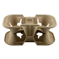 China WholeSale 2 Cups Untearable Disposable Biodegradable Paper Pulp Cup Holders Natural Color for sale