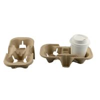 China WholeSale 2 Cups Untearable Disposable Biodegradable Paper Pulp Cup Holders Natural Color for sale