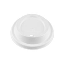 China 90mm 100% Biodegradable Sugarcane Pulp Molded Sip Lid , Triangle Design , Bleached for sale