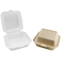 China Food Container Box for Fast Food Hamburg and Takeway Food 6 inch White or Nature Compostable for sale