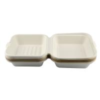 China 6 inch Bagasse Pulp Food Container Box for Fast Food Hamburg and Takeway Food for sale