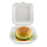 China 6 inch Bagasse Pulp Food Container Box for Fast Food Hamburg and Takeway Food for sale