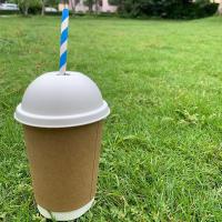 China Bagasse Pulp Eco Coffee Cup Lids With 80mm/90mm Diameter For 8oz Cups for sale
