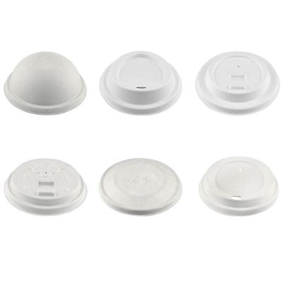 China 100% Fiber Pulp PFAS-Free compostable bagasse molded pulp paper coffee cups lids for sale