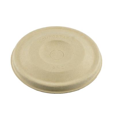 China Wholesale Cold hot Flat Disposable Biodegradable Sugarcane Bagasse Cup Lids 90mm for sale