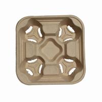 China Takeout Containers/Cup Holder For 4 Cups 100% Compostable Biodegradable For Coffee Or Tea Cup for sale