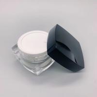 China 10g 15g Square Face Cream Skin Cream Polypropylene Plastic Jars With Black Lid for sale