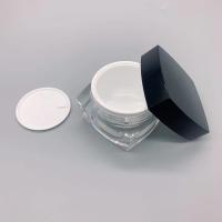 China 5g 10g 30g 50g Square Cream Jar Black Lid Transparent Base for sale