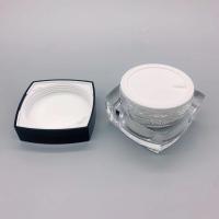 China 5g 10g 30g 50g Square Cream Jar Black Lid Transparent Base for sale
