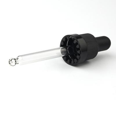 China Black Anti Theft Burette 18 410 Plastic Bottle Dropper For Fine Oil for sale