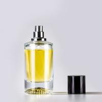 China 50ml Clear Short Round Glass Perfume Spray Pump Frosting for sale