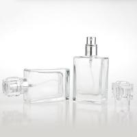 China 100ml Clear Square Glass Perfume Spray Pump Bottle Painting Lettering for sale