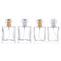 China 100ml Clear Square Glass Perfume Spray Pump Bottle Painting Lettering for sale