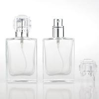 China 100ml Clear Square Glass Perfume Spray Pump Bottle Painting Lettering for sale