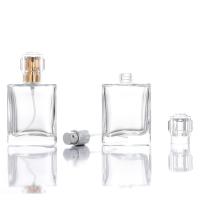 China 100ml Clear Square Glass Perfume Spray Pump Bottle Painting Lettering for sale