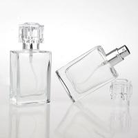 China 100ml Clear Square Glass Perfume Spray Pump Bottle Painting Lettering for sale