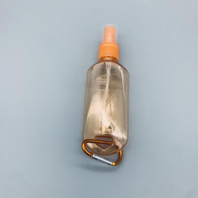 China Plastic 60ml Empty Hand Sanitizer Bottle PET Spray Travel With Carabiner for sale