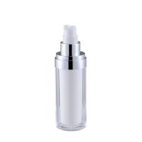China Transparent plastic cosmetics bottling factory self-made electroplating head vacuum bottle 30ml 50ml for sale
