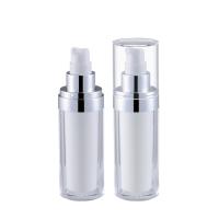 China Transparent plastic cosmetics bottling factory self-made electroplating head vacuum bottle 30ml 50ml for sale