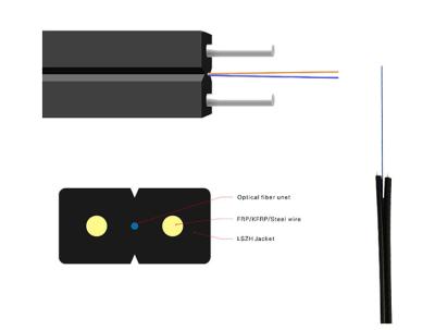 China 9/125 FTTH Optical Fiber Cable PVC 2 Core Fiber Optic Cable 3.0MM for sale
