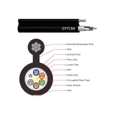 China 12 Core GYTC8A Aerial Figure 8 Fiber Optic Cable Self Supporting 10.4mm 150kg/km for sale