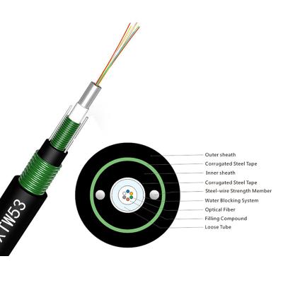 China GYXTW53 Outdoor Optical Fiber Cable 8 Core 12mm Armored Direct Burial 1300nm for sale