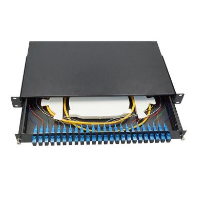 China FTTH 1U 48 Port Sliding Optical Fiber Patch Panel OSP SC LC for sale