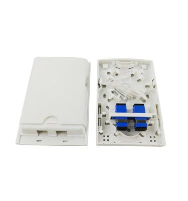 China CE Fiber Optic Splitter Box 2 Ports 4 Core FTTH Socket ABS Wall Mount for sale