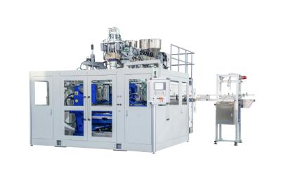 China Blue Double Station Blow Moulding Machine 18M³/h Cooling Water Consumption for sale