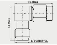 China SMA Female to SSMA Male Threaded Right Angle RF Adapter for sale
