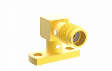 China SMA Female Right Angle Flange Mount RF Connector Matched Pin φ0.4 for sale