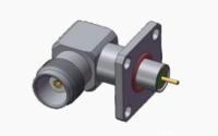China TNC Hermetic Female Right Angle 4-Hole Flange RF Connector for Microstrip Applications for sale