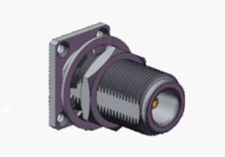 China N 4-hole Flange Bulkhead Nickel Plated RF Coaxial Connector With Microstrip for sale