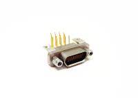 China Gold Plated Center Conductor 15 Contacts Pitch Distance 2.54 x 2.54 J30J Micro D Connectors Used for Right Angle PCB Connect for sale