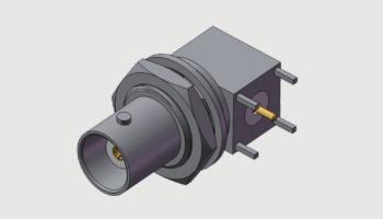 China Female Bulkhead BNC RA Coaxial Connector for 4 Leg PCB Through Hole Soldering up to 4 GHz in Commercial Environments for sale